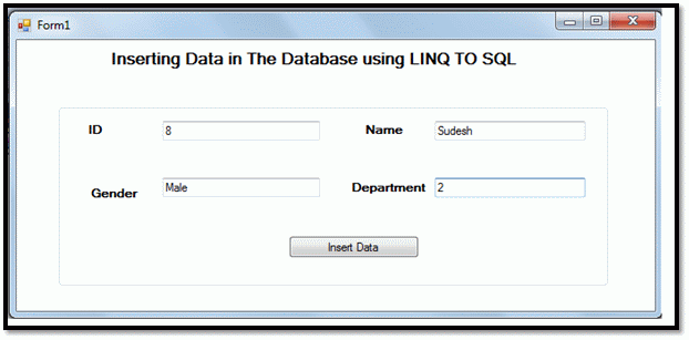 Inserting Data in the Database Using LINQ to SQL